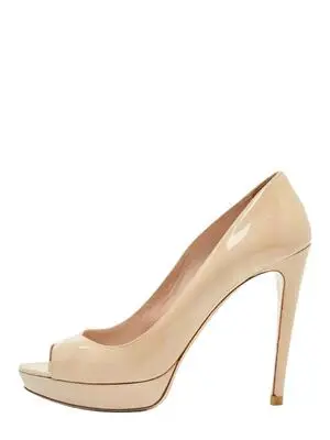 Miu Miu Patent Leather Peep-toe Pumps - Neutrals