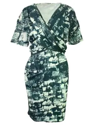 Celine Abstract-print Wrap Mini Dress - Green