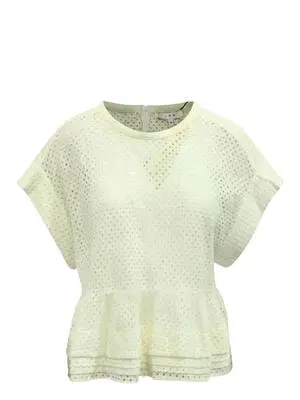 IRO PARIS Perforated Peplum Top - Neutrals