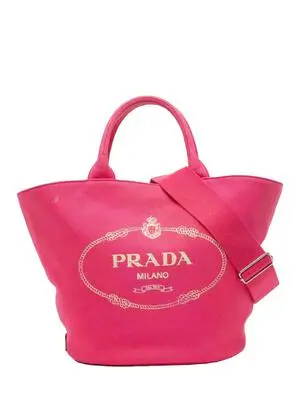 Prada Canapa Logo Convertible Tote Bag - Pink