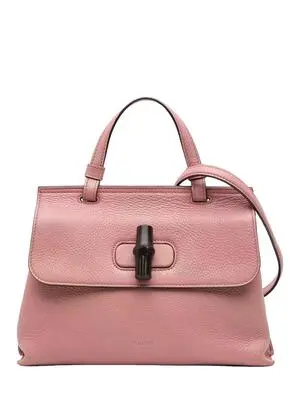 Gucci Leather Bamboo Daily Satchel - Pink