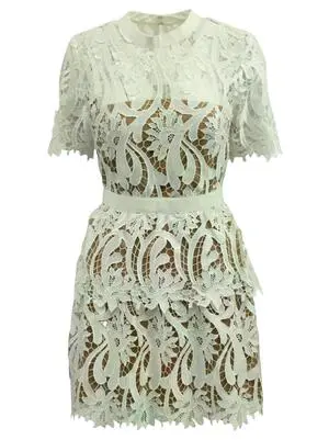 SELF-PORTRAIT A-line Lace Mini Dress - White