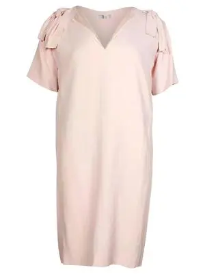 Chloé Bow-detail V-neck Dress - Pink