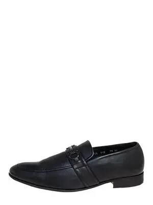 FERRAGAMO Gancini Leather Loafers - Black