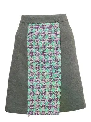 Moschino Panelled Tweed Midi Skirt - Grey