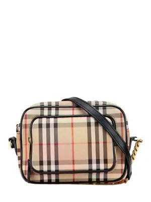 Burberry House Check Canvas Camera Crossbody Bag - Brown