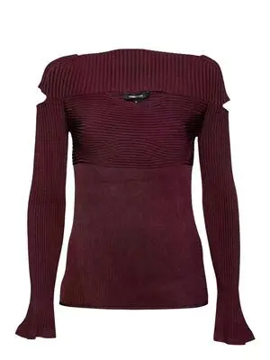 CUSHNIE Ribbed Knit Top
