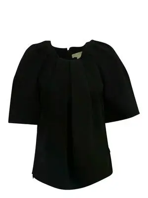 Stella McCartney Pleated-neckline Wide-sleeve Top - Black