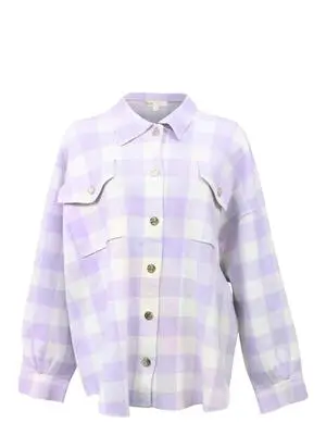 Maje Michael Checkered Flap-pocket Shirt Jacket - Purple