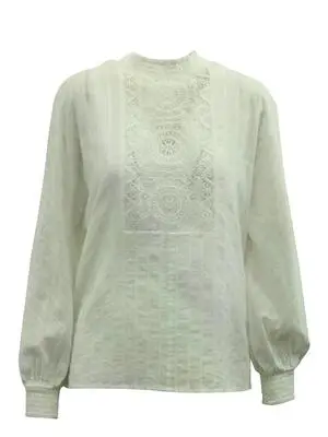 Maje Lace Smocked-sleeve Blouse - Neutrals