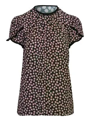 MIU MIU Floral-Print Lace-Trim Blouse