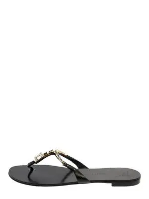 GIUSEPPE ZANOTTI Crystal-embellished Leather Sandals - Black