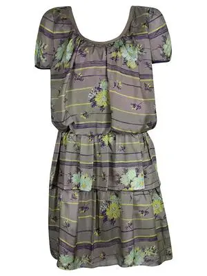 Philosophy Di Alberta Ferretti Floral-print Tiered Dress - Grey