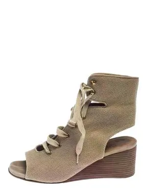 Chloé 55mm Lace-up Wedge Sandals - Neutrals