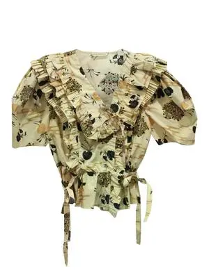 Ulla Johnson Floral-print Ruffled Blouse - Neutrals