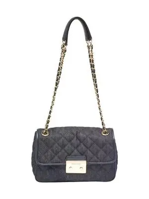 Michael Kors Sloan Quilted Denim Shoulder Bag - Blue