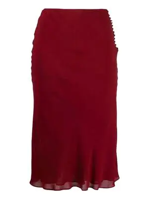 Dior 1990s Ruffled Hem High-waisted Skirt - Red
