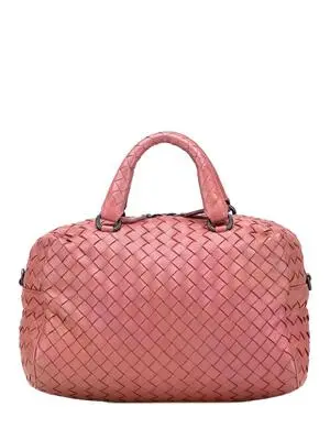 Bottega Veneta Nappa Intrecciato Bosto Boston Bag - Pink