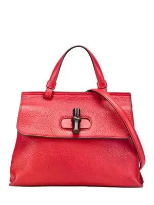 Gucci Leather Bamboo Daily Satchel - Red