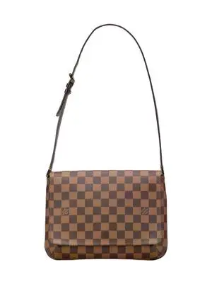 LOUIS VUITTON Damier Ebene Musette Tango Shoulder Bag - Brown