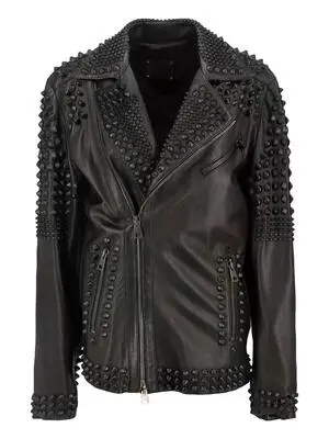 Vintage Studded Biker Jacket - Black