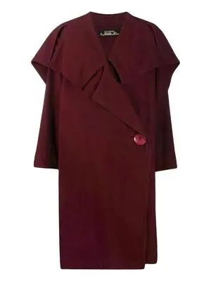 Issey Miyake 1980s Oversized Pleated Coat - Red