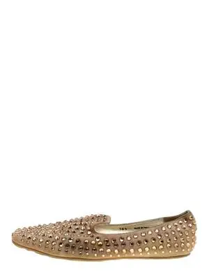 JIMMY CHOO Crystal-embellished Suede Slippers - Neutrals