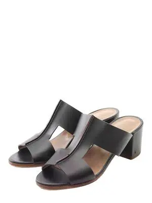 Hermès Ostia 60mm Leather Sandals - Black