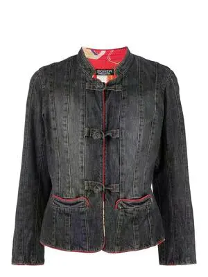 Sonia Rykiel Paris 2000s Contrasting Piping Denim Jacket - Grey