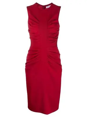 Dior 2010s Ruched Fitted Dress - Red