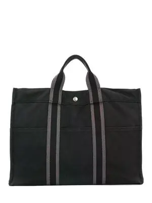 Hermès Canvas Rectangular Tote - Black