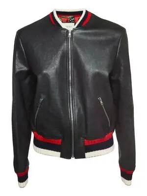 Gucci Leather Bomber Jacket - Black