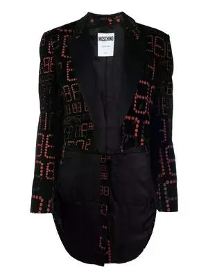 Moschino 2010 Number-print Asymmetric Jacket - Black