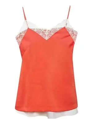 Maje Satin Lace Camisole Top - Orange