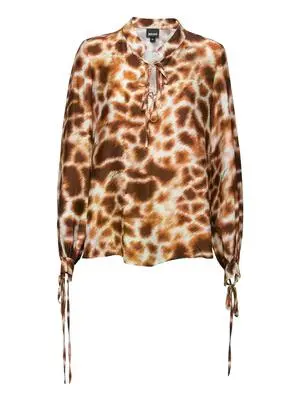 Roberto Cavalli Vintage Animal-print Tie-neck Blouse - Brown