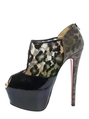 CHRISTIAN LOUBOUTIN Platform Peep Toe Booties - Black