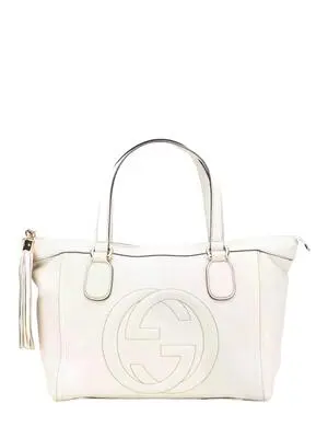 Gucci Small Leather Soho Working Tote Bag - White