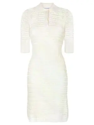 Prada Crochet-knit Fitted Dress - Neutrals