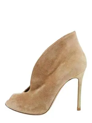 GIANVITO ROSSI 100mm V-cut Peep-toe Boots - Neutrals