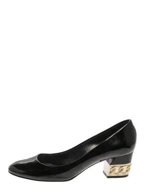 Casadei 50mm Patent Leather Chain Heel Pumps - Black