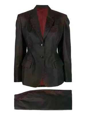 Jean Paul Gaultier Jacquard Skirt Suit - Red