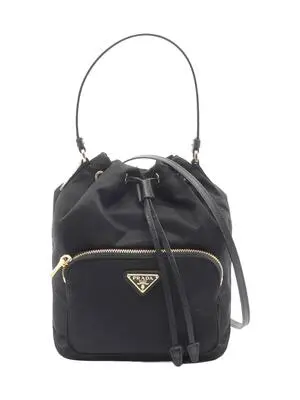 Prada Tessuto Duet Bucket Bag - Black