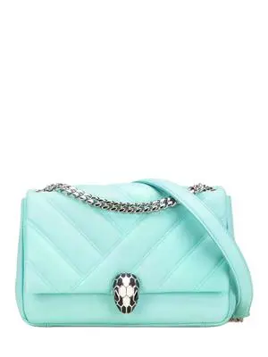 BVLGARI Leather Serpenti Cabochon Chain Crossbody Bag - Blue
