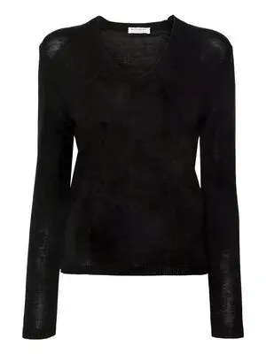 Saint Laurent 2000s V-neck Cotton Jumper - Black
