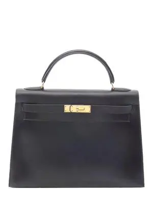 Hermès 1999 Box Calf Kelly Sellier 32 Satchel - Black