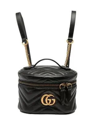 Gucci Mini Gg Marmont Matelassé Leather Round Backpack - Black