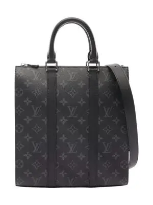 LOUIS VUITTON Monogram Eclipse Sac Plat Satchel - Black
