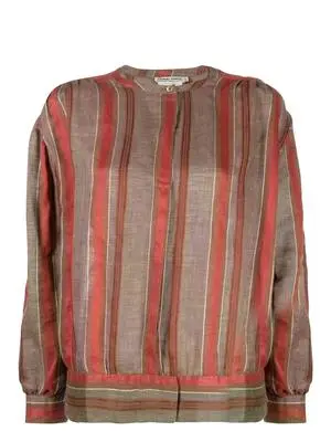 Giorgio Armani 1980s Striped Linen Jacket - Neutrals