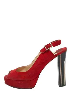 JIMMY CHOO 120mm Platform Slingback Sandals - Red