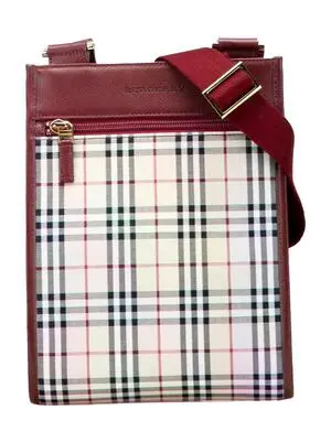 Burberry House Check Canvas Crossbody Bag - Red